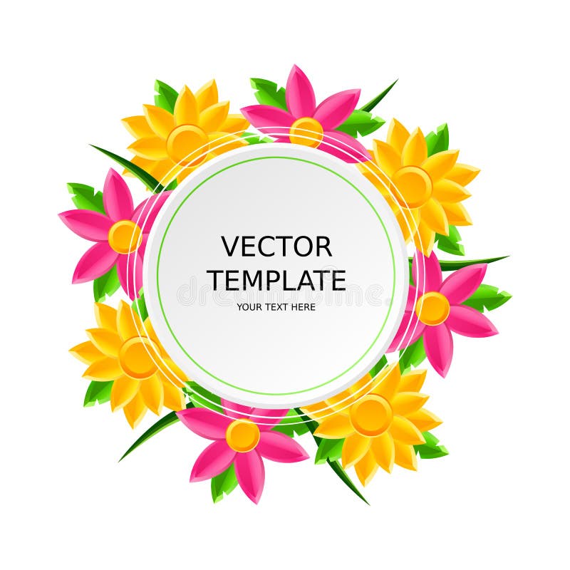 Template with White Negative Round Space with Frame of Spring Yellow ...