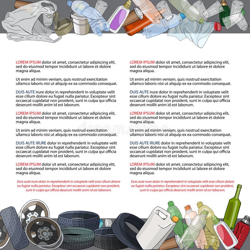 Template Whith Different Types of Garbage and Waste Stock Illustration ... Template Whith Different Types of Garbage and Waste Stock Illustration ...