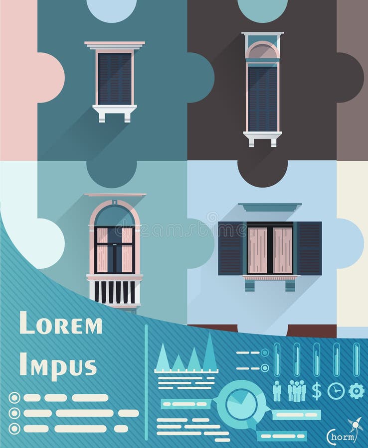 Template with windows stock vector. Illustration of column - 61474760