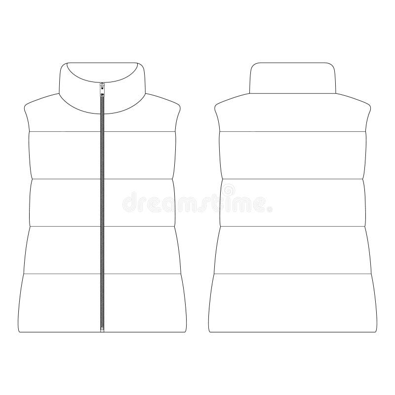 Template Women Down Puffer Vest Jacket Vector Illustration Flat Design