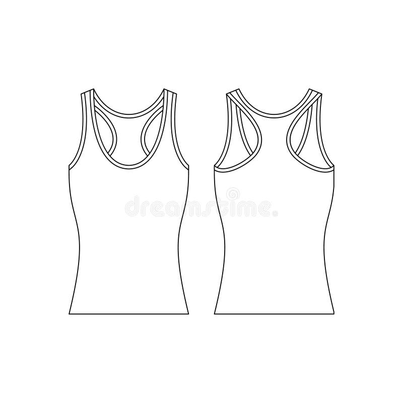 Template Women Tank Top Vector Object Flat Design Outline Template Clothing Stock Vector