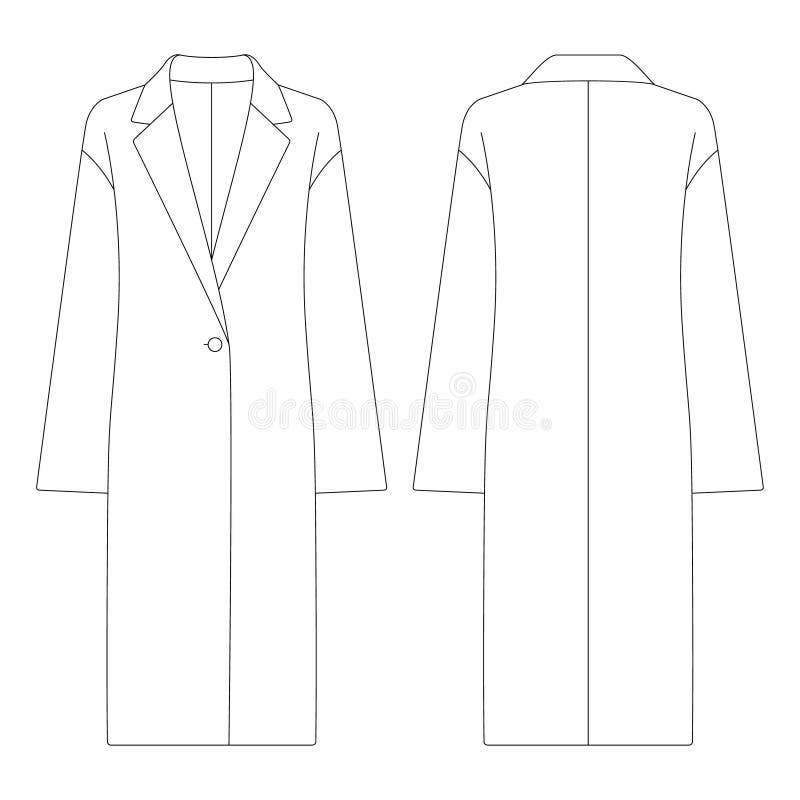 Template Women Wool Chester Coat Vector Illustration Flat Design
