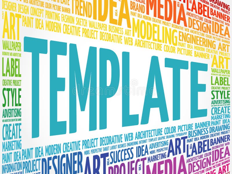 TEMPLATE word cloud stock illustration. Illustration of concept - 206315642