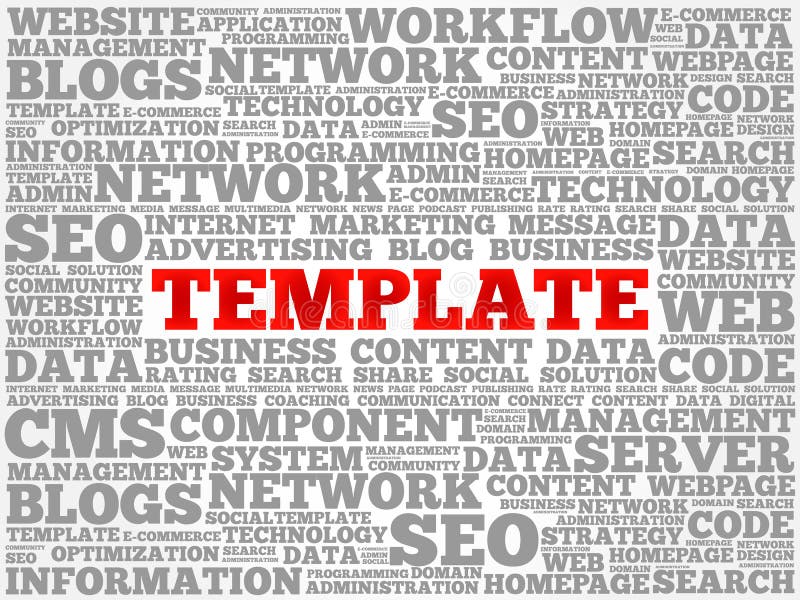 TEMPLATE word cloud stock illustration. Illustration of page - 206641516