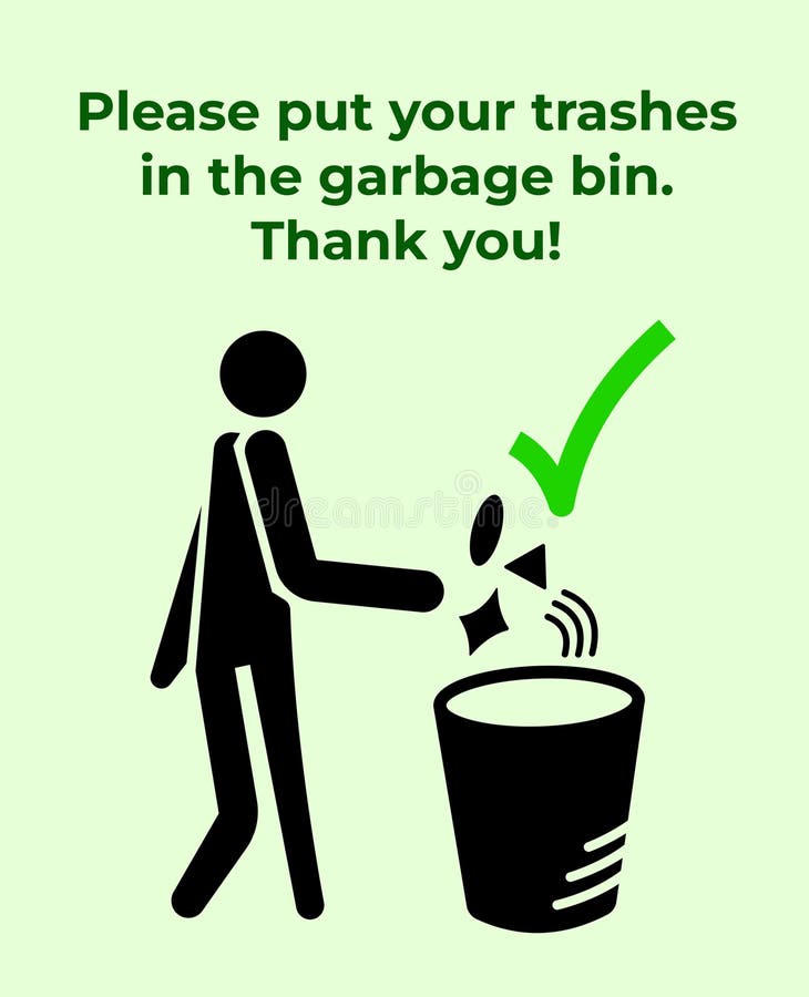 Put Garbage in Trash Bin Vector Postter Banner Stock Vector ...