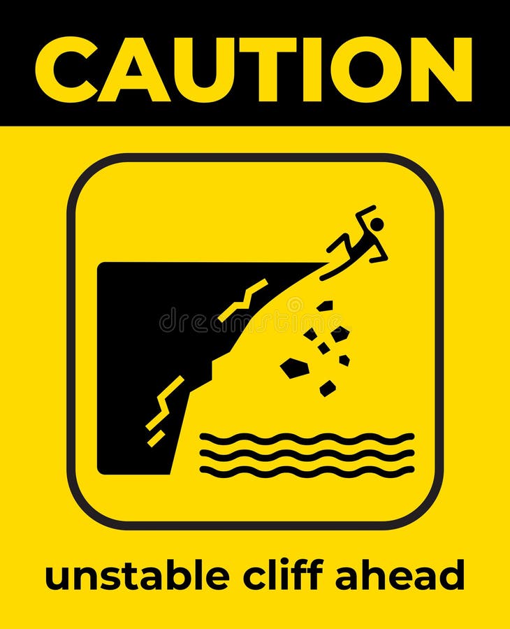 Caution Cliff Ahead Vector Poster Banner Stock Vector - Illustration of ...