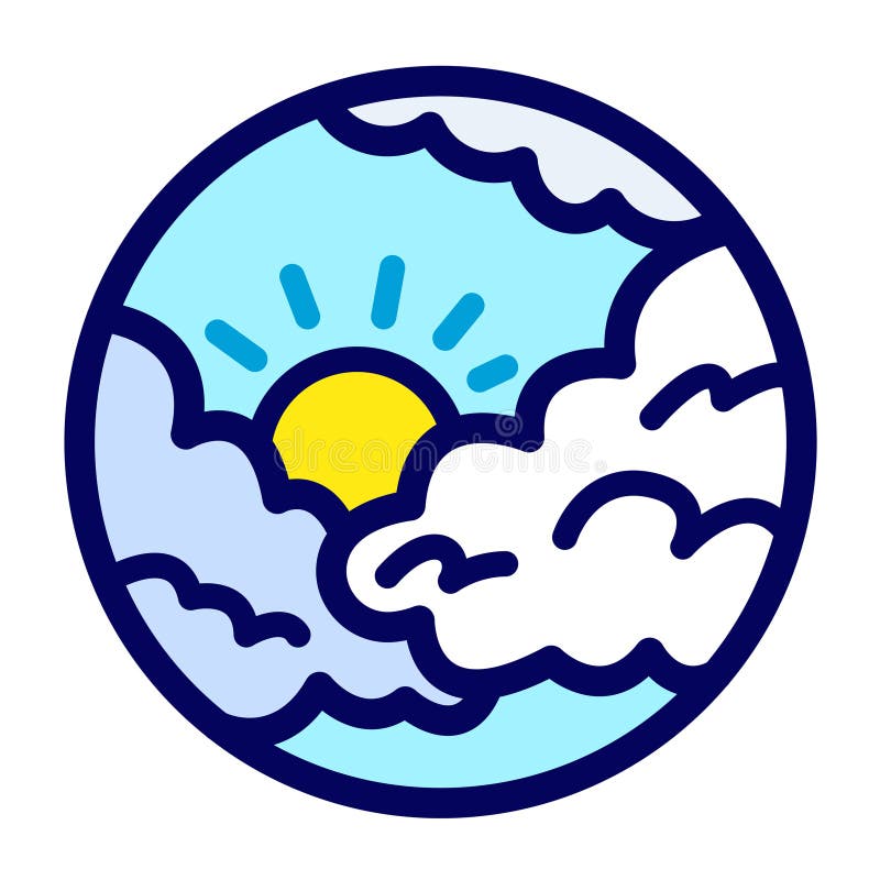 Partly Sunny or Cloudy Colored Vector Icon Illustration Stock Vector ...
