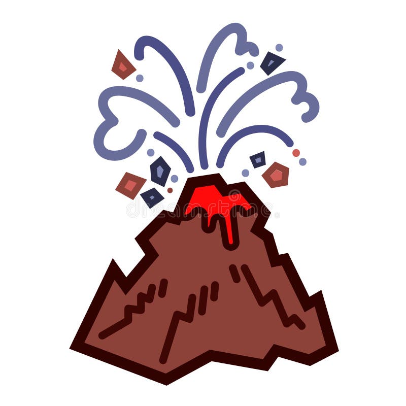 Volcano Eruption Colored Vector Icon Illustration Stock Vector - Illustration of flat, danger ...