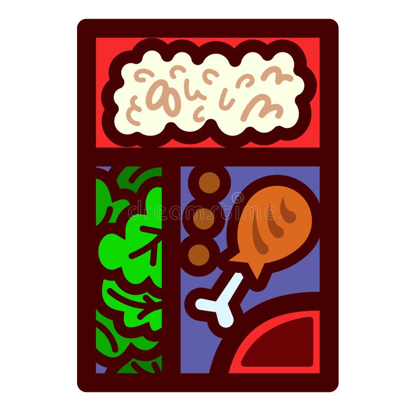 Bento Lunch Box Colorful Vector Icon Illustration Stock Vector - Illustration of cooking ...