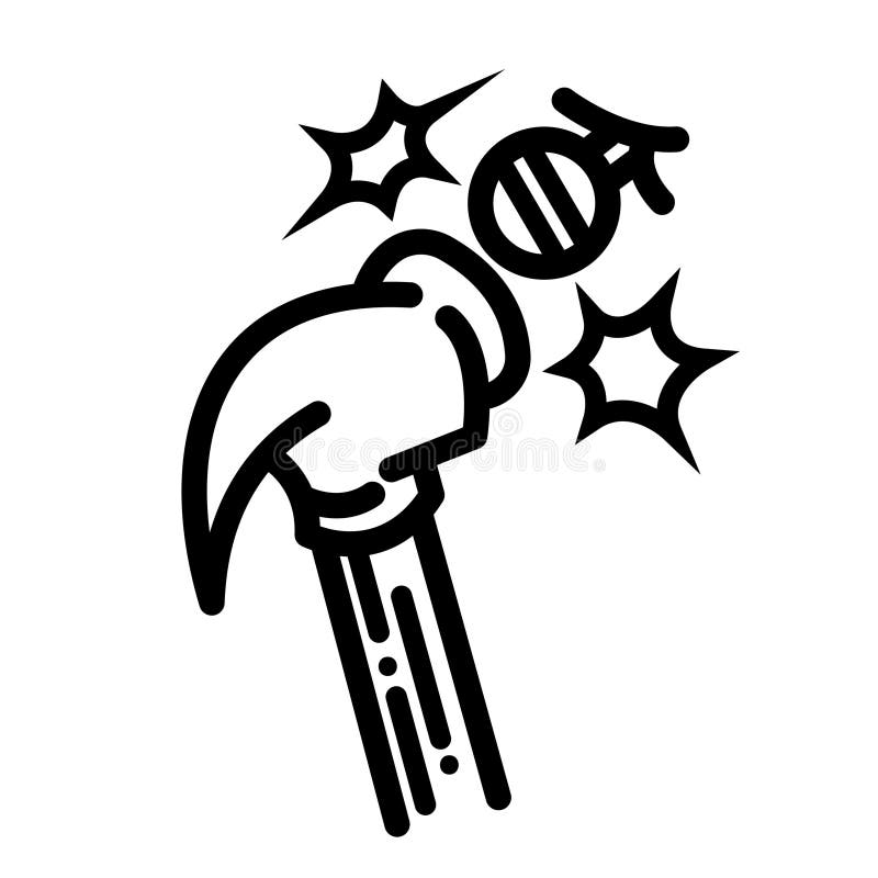 Hammer Hitting Nail Vector Icon Illustration Stock Vector ...
