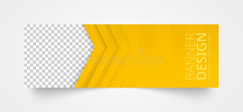 Template of Yellow Abstract Web Banner with Place for Photo Stock ...