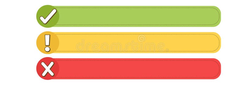 Colorful Template with Check Mark, Exclamation Point, and Cross Symbols ...