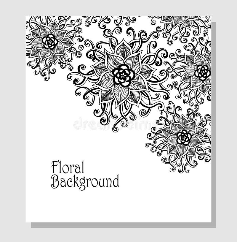 Template Zen-doodle Flowers Pattern Black on White Stock Vector ...