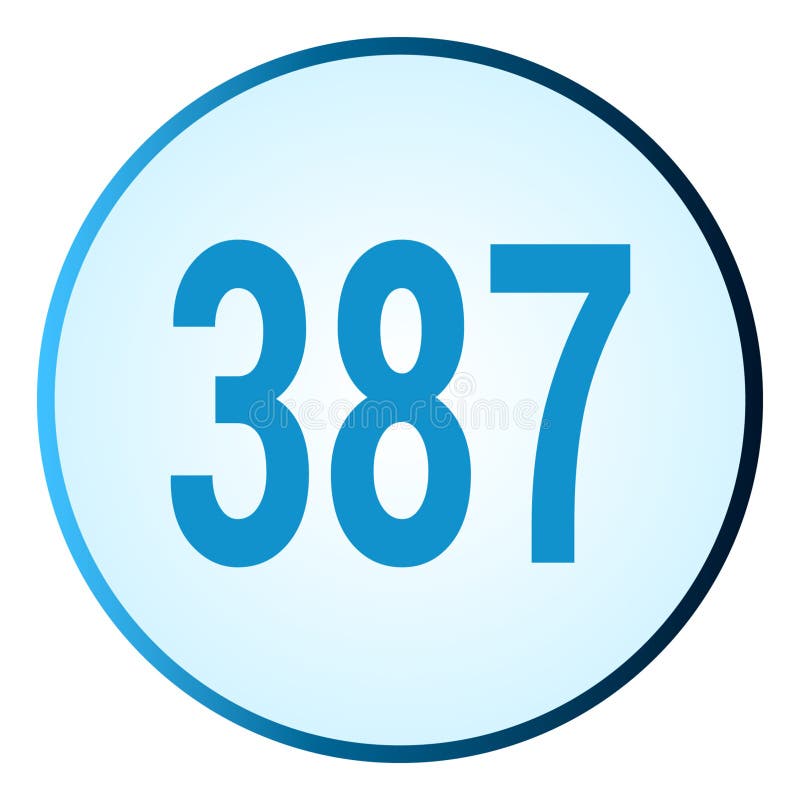 Number 387 Symbol or Logo with Round Frame in Blue Gradient Color Stock ...