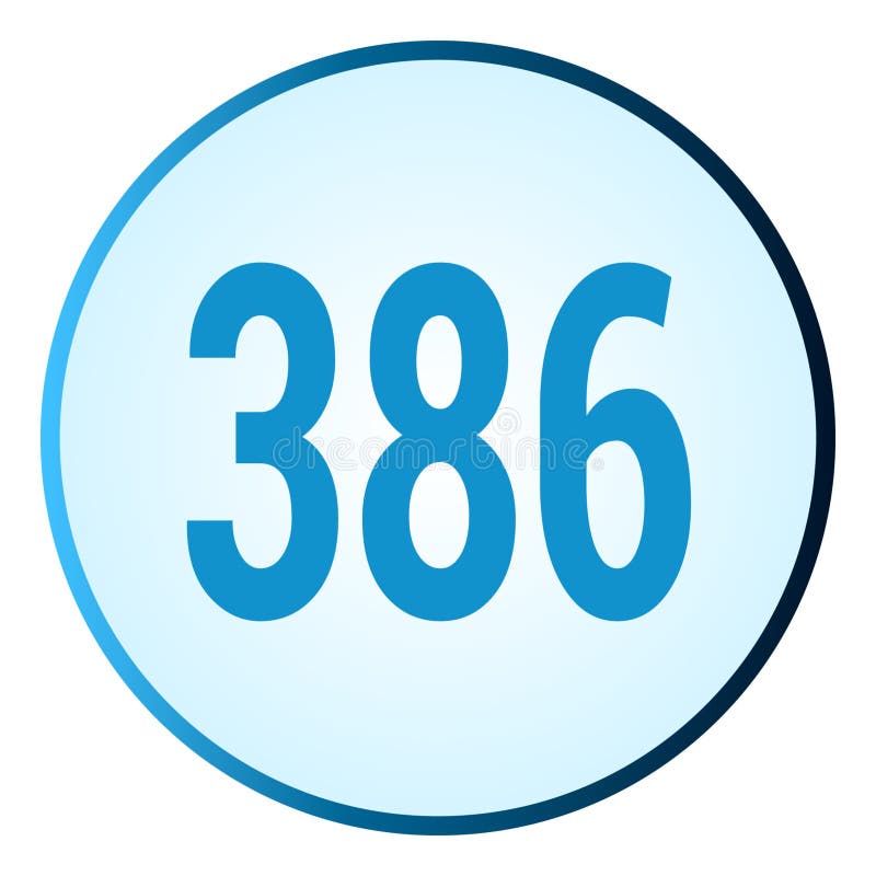 Number 386 Symbol or Logo with Round Frame in Blue Gradient Color Stock ...