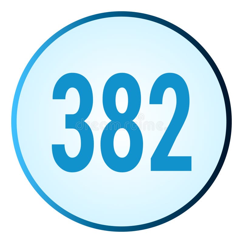 Number 382 Symbol or Logo with Round Frame in Blue Gradient Color Stock ...