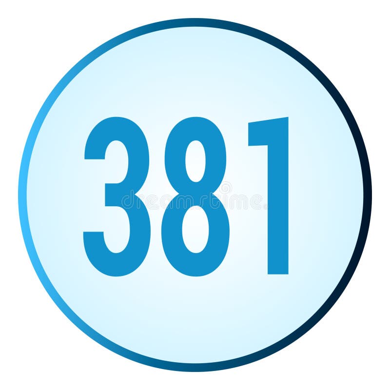 Number 381 Symbol or Logo with Round Frame in Blue Gradient Color Stock ...