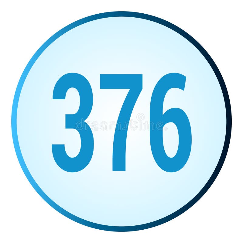 Number 376 Symbol or Logo with Round Frame in Blue Gradient Color Stock ...