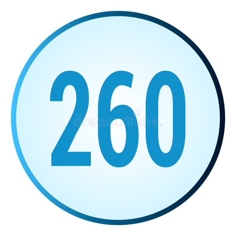 Number 260 Symbol or Logo with Round Frame in Blue Gradient Color Stock ...