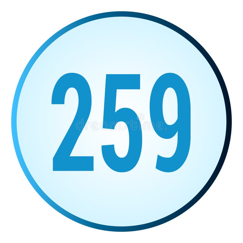 Number 259 Symbol or Logo with Round Frame in Blue Gradient Color Stock ...