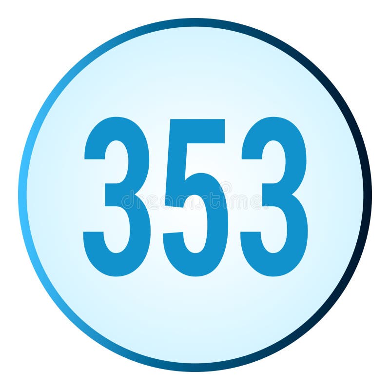Number 353 Symbol or Logo with Round Frame in Blue Gradient Color Stock ...
