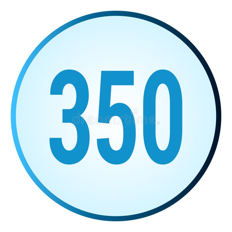 Number 350 Symbol or Logo with Round Frame in Blue Gradient Color Stock ...