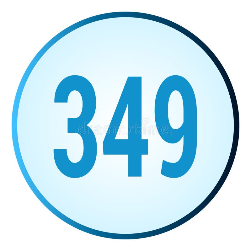 Number 349 Symbol or Logo with Round Frame in Blue Gradient Color Stock ...