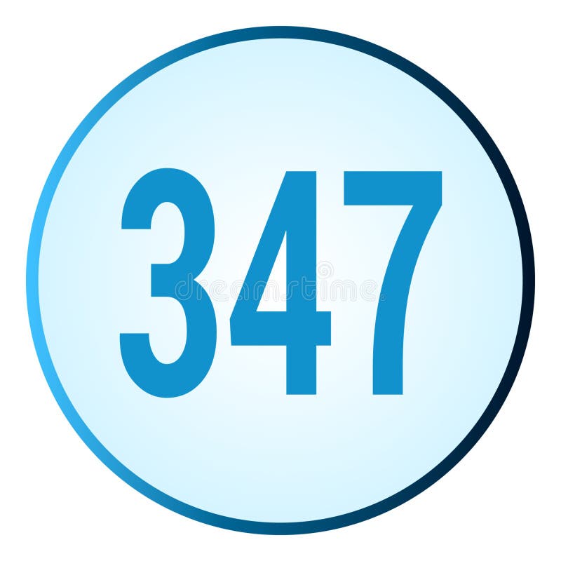 Number 347 Symbol or Logo with Round Frame in Blue Gradient Color Stock ...
