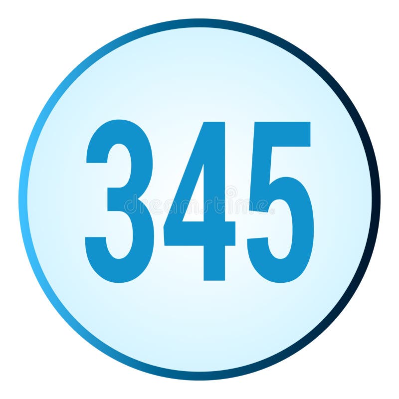 Number 345 Symbol or Logo with Round Frame in Blue Gradient Color Stock ...
