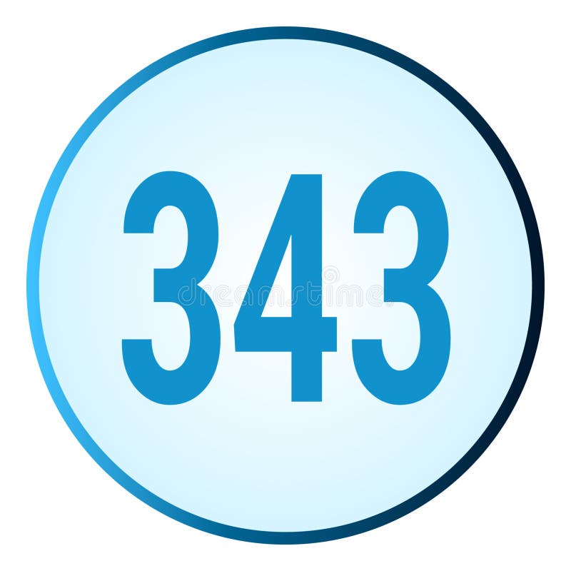 Number 343 Symbol or Logo with Round Frame in Blue Gradient Color Stock ...