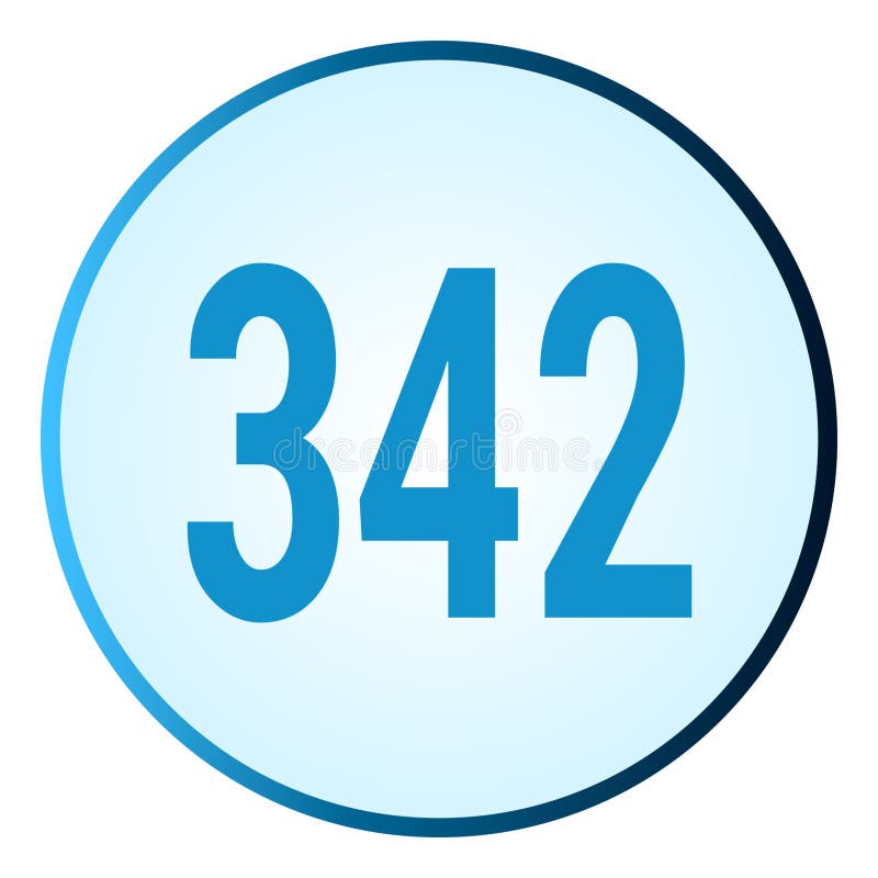 Number 342 Symbol or Logo with Round Frame in Blue Gradient Color Stock ...