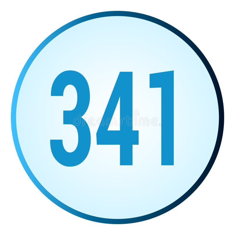 Number 341 Symbol or Logo with Round Frame in Blue Gradient Color Stock ...