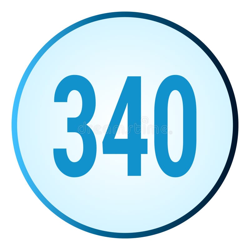 Number 340 Symbol or Logo with Round Frame in Blue Gradient Color Stock ...