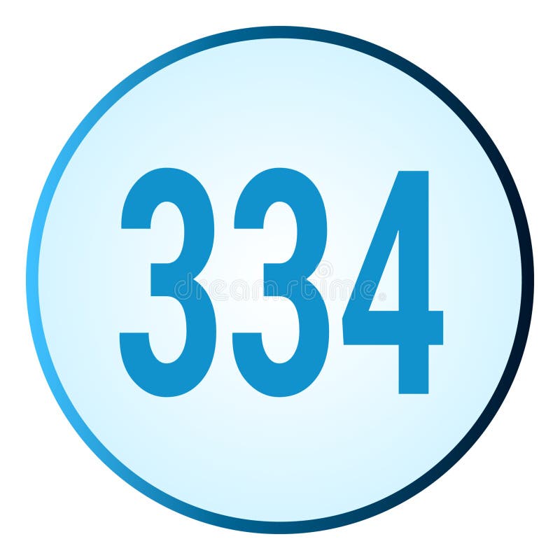 Number 334 Symbol or Logo with Round Frame in Blue Gradient Color Stock ...