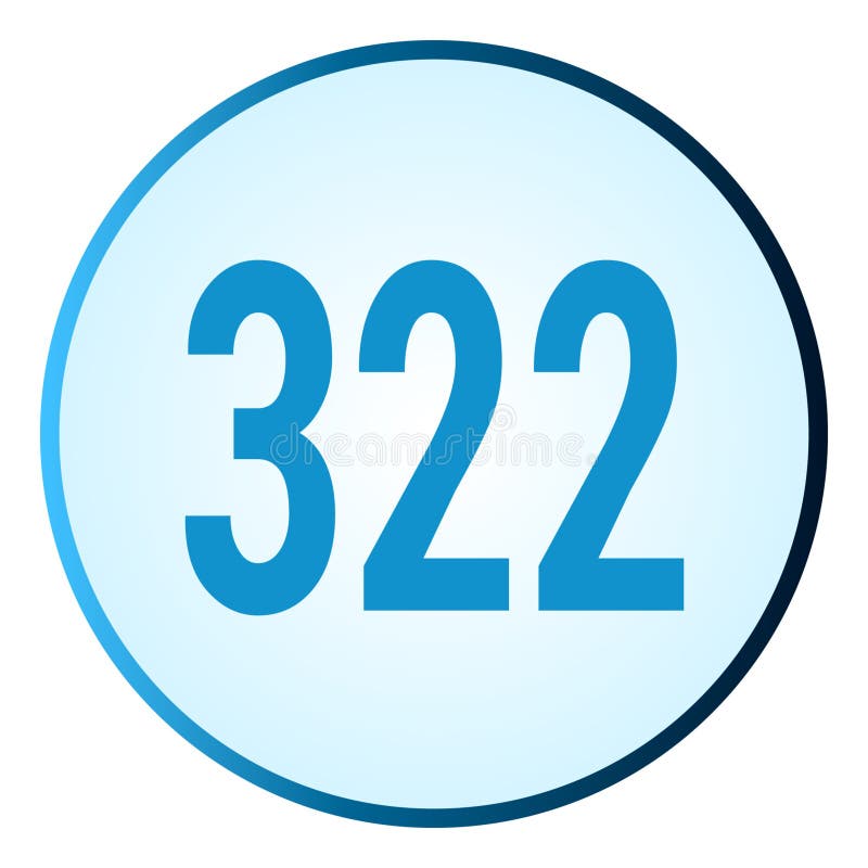 Number 322 Symbol or Logo with Round Frame in Blue Gradient Color Stock ...
