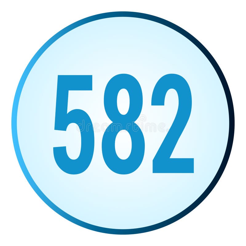 Number 582 Symbol or Logo with Round Frame in Blue Gradient Color Stock ...