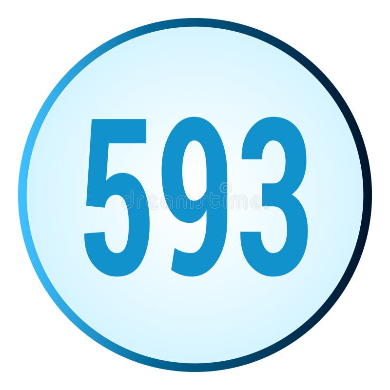 Number 593 Symbol or Logo with Round Frame in Blue Gradient Color Stock ...