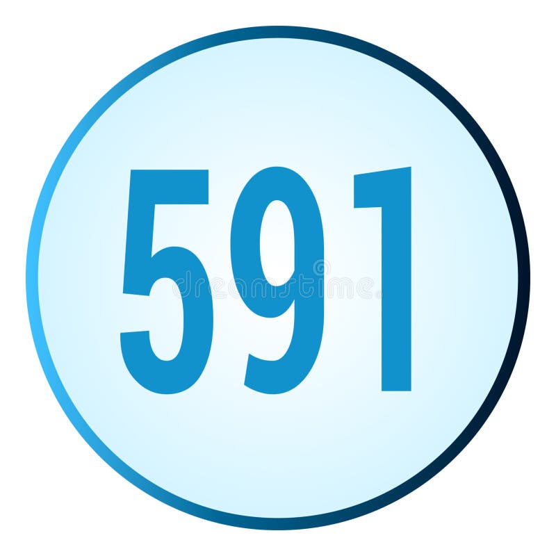 Number 591 Symbol or Logo with Round Frame in Blue Gradient Color Stock ...