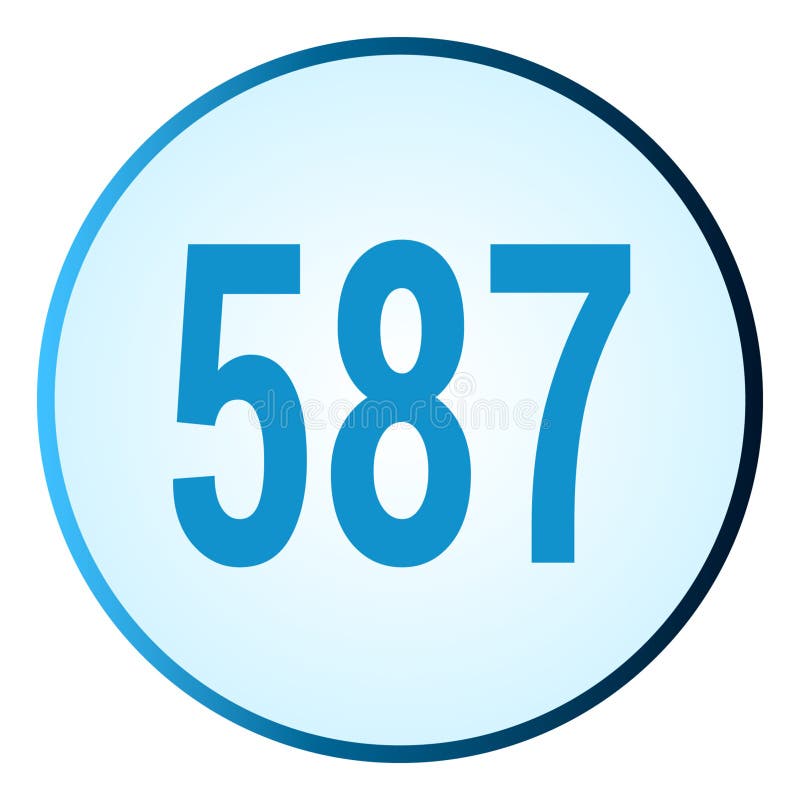 Number 587 Symbol or Logo with Round Frame in Blue Gradient Color Stock ...