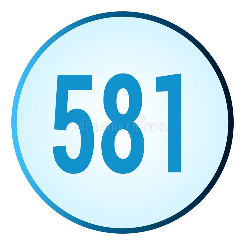 Number 581 Symbol or Logo with Round Frame in Blue Gradient Color Stock ...