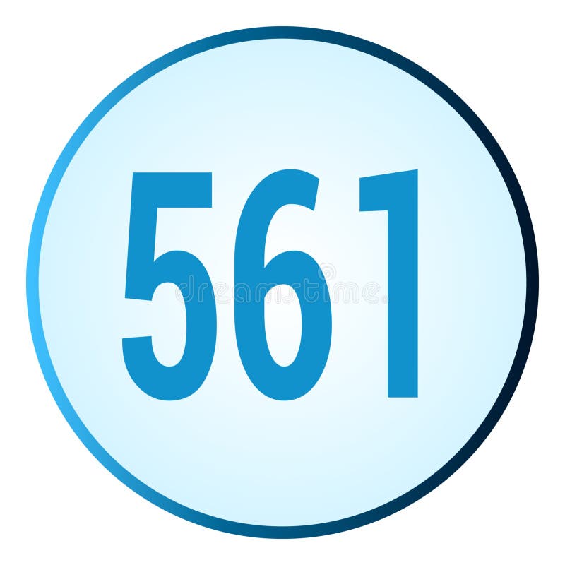 Number 561 Symbol or Logo with Round Frame in Blue Gradient Color Stock ...