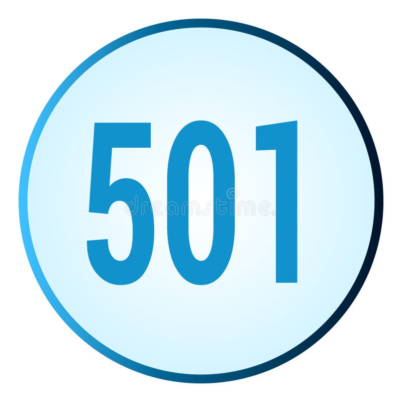 Number 501 Symbol or Logo with Round Frame in Blue Gradient Color Stock ...
