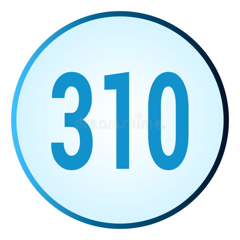 Number 310 Symbol or Logo with Round Frame in Blue Gradient Color Stock ...