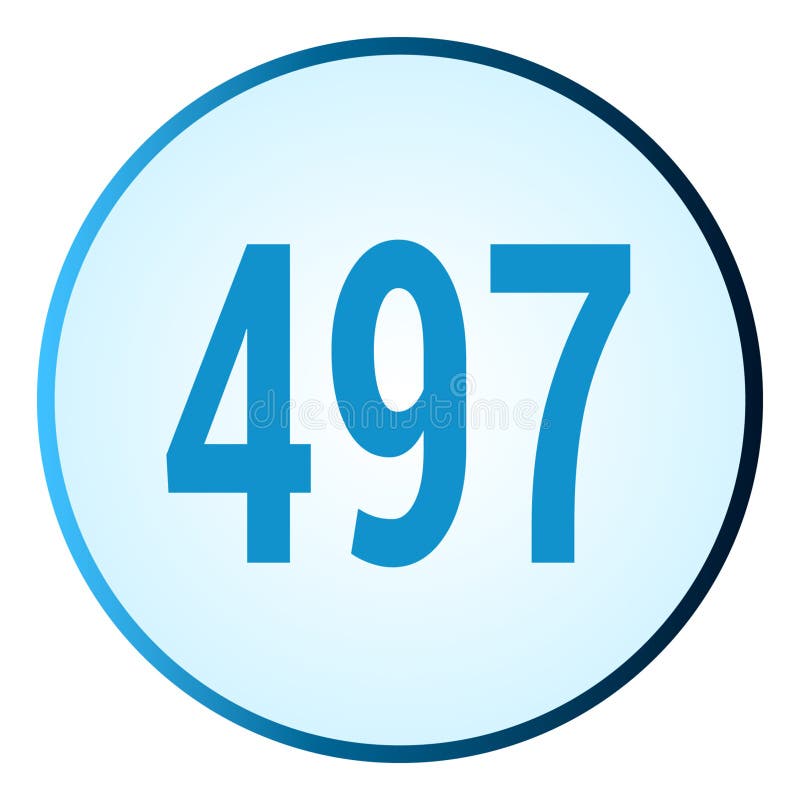 Number 497 Symbol or Logo with Round Frame in Blue Gradient Color Stock ...