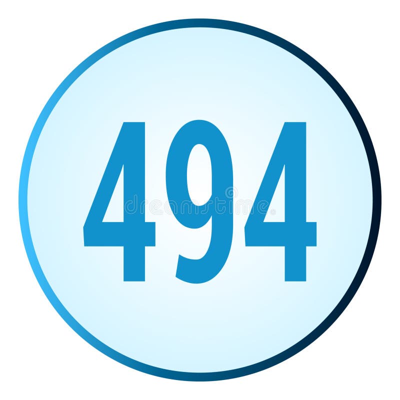 Number 494 Symbol or Logo with Round Frame in Blue Gradient Color Stock ...