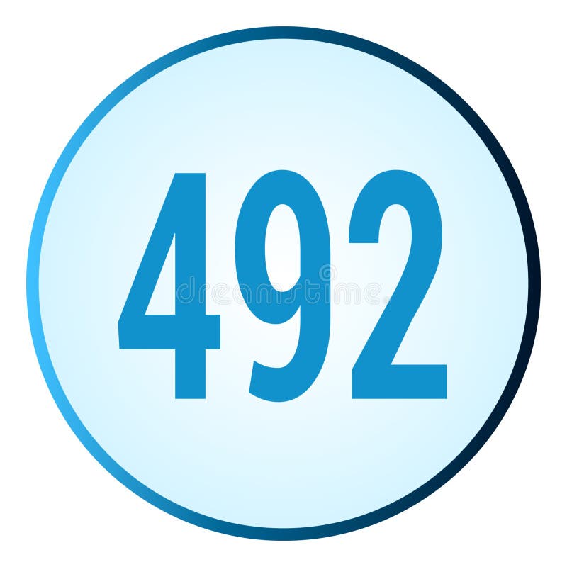 Number 492 Symbol or Logo with Round Frame in Blue Gradient Color Stock ...