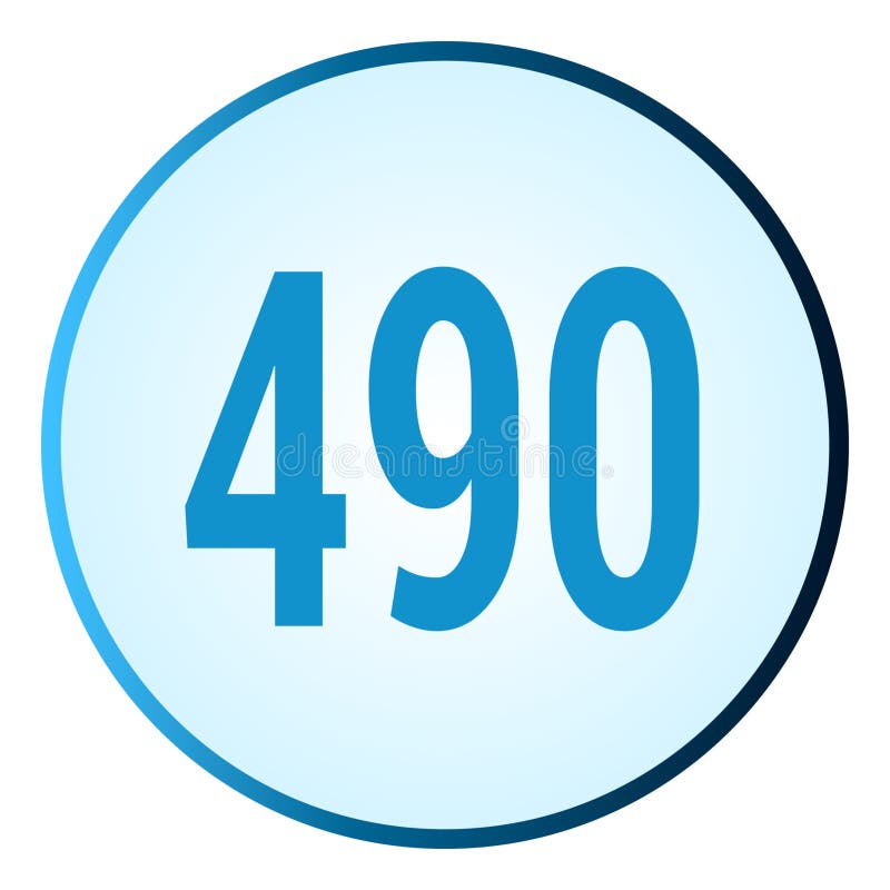 Number 490 Symbol or Logo with Round Frame in Blue Gradient Color Stock ...