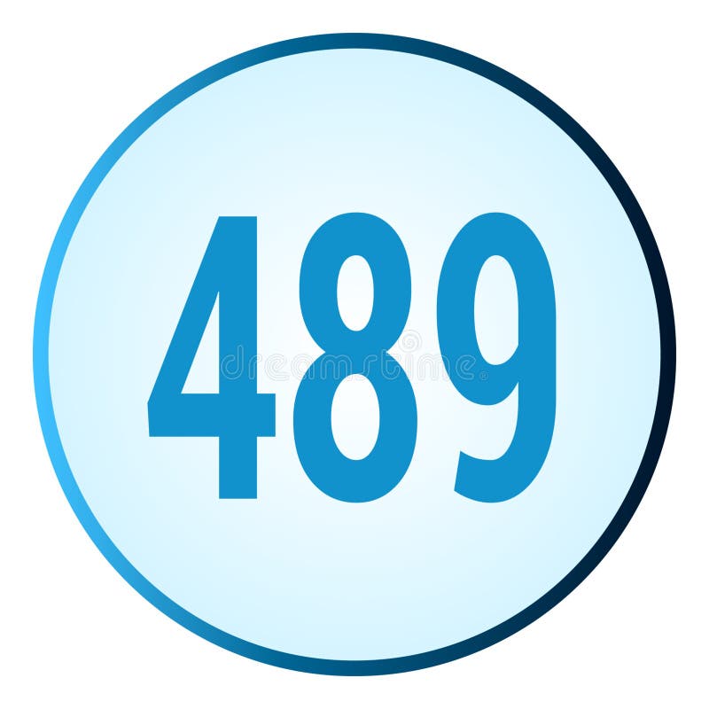 Number 489 Symbol or Logo with Round Frame in Blue Gradient Color Stock ...