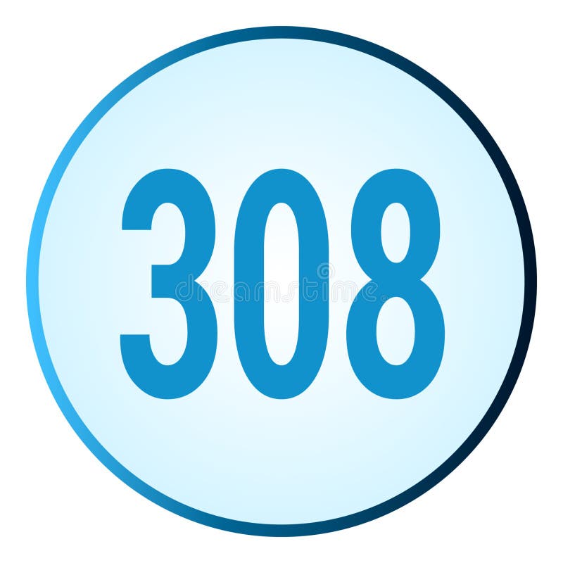 Number 308 Symbol or Logo with Round Frame in Blue Gradient Color Stock ...
