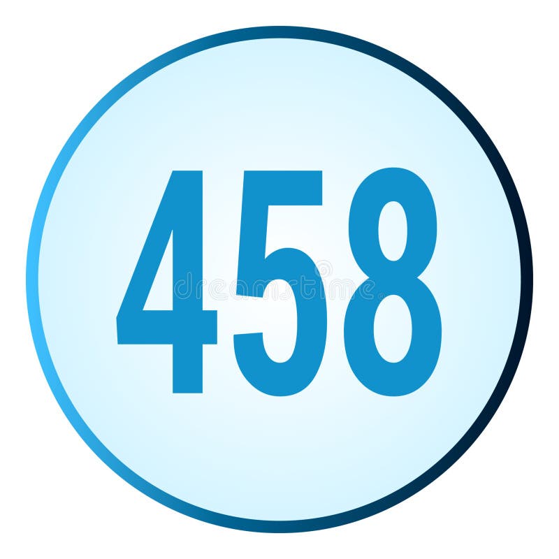 Number 458 Symbol or Logo with Round Frame in Blue Gradient Color Stock ...